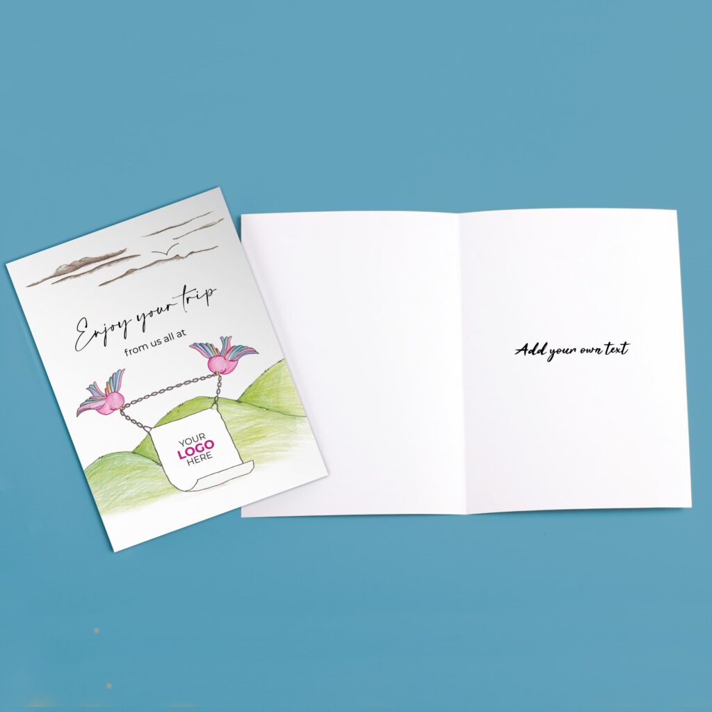 ‘Birds With Sign’ Personalised Corporate Branded Travel Greeting Cards ...