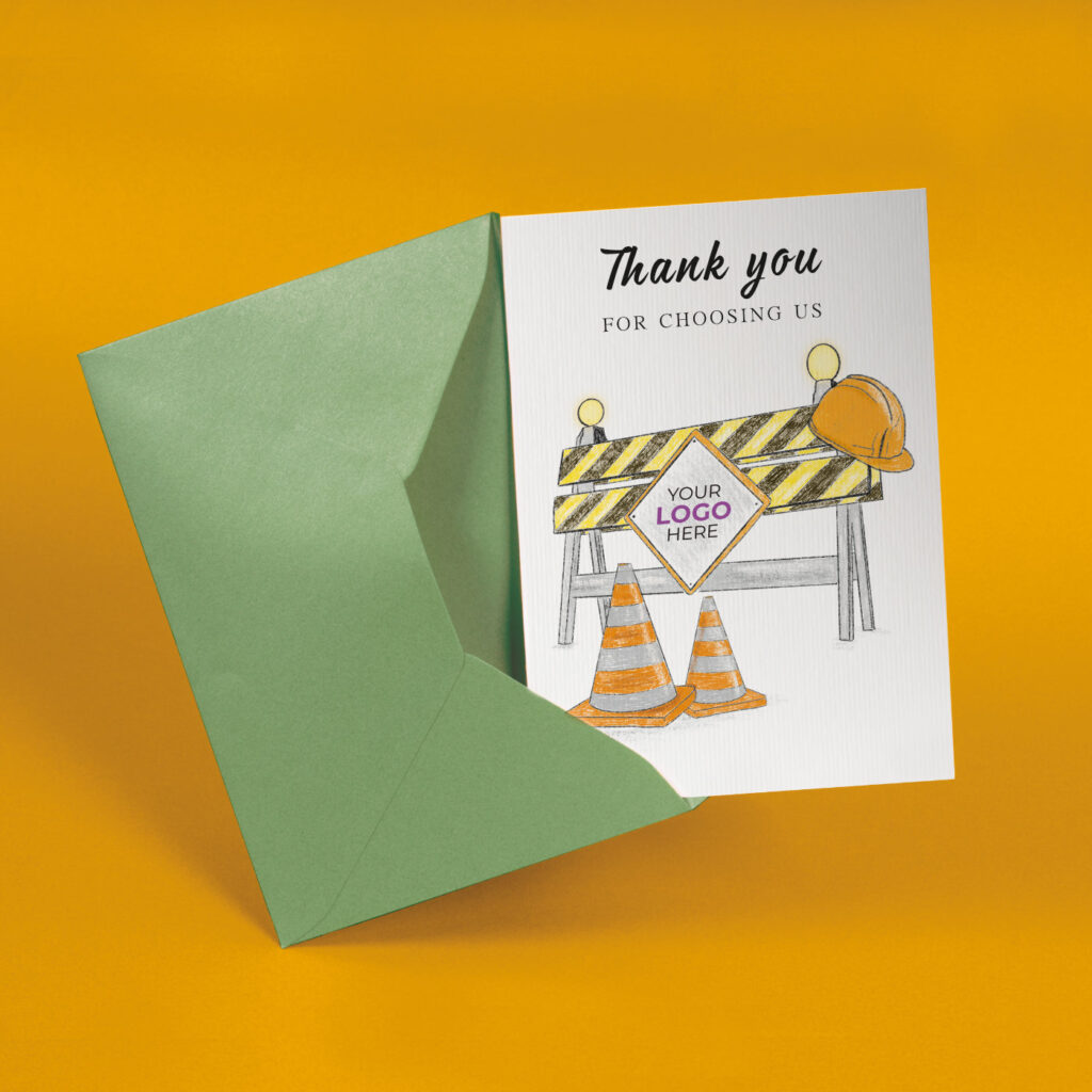 'Construction Barrier’ Business Thank You Cards | Curious Pencil Ltd